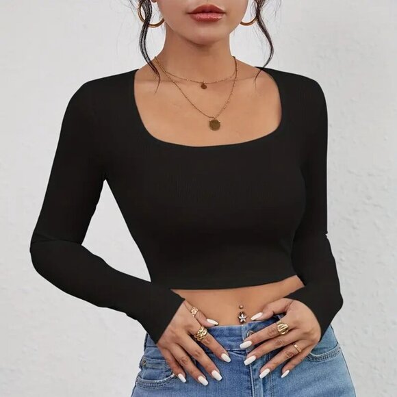 High Quality | Tops | Cropped Long Sleeve Top | Poshmark